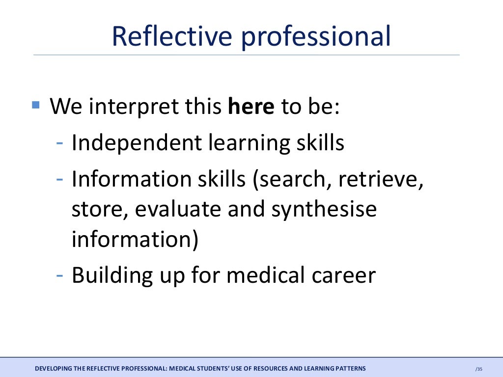 Developing the reflective professional