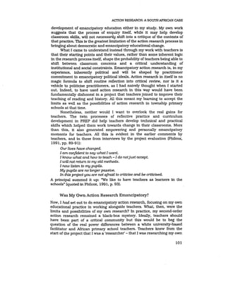 Developing the Theory and Practice of Action Research a South African ...