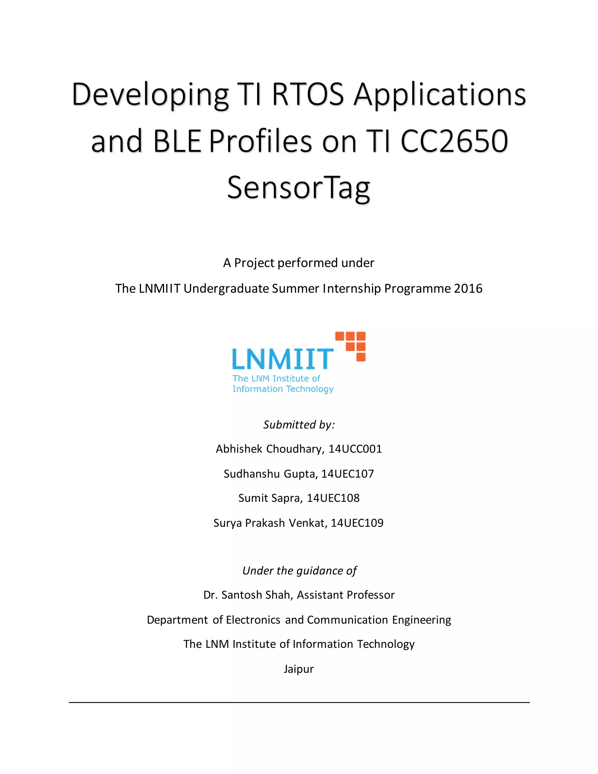 Developing TI RTOS Applications and BLE Profiles | PDF