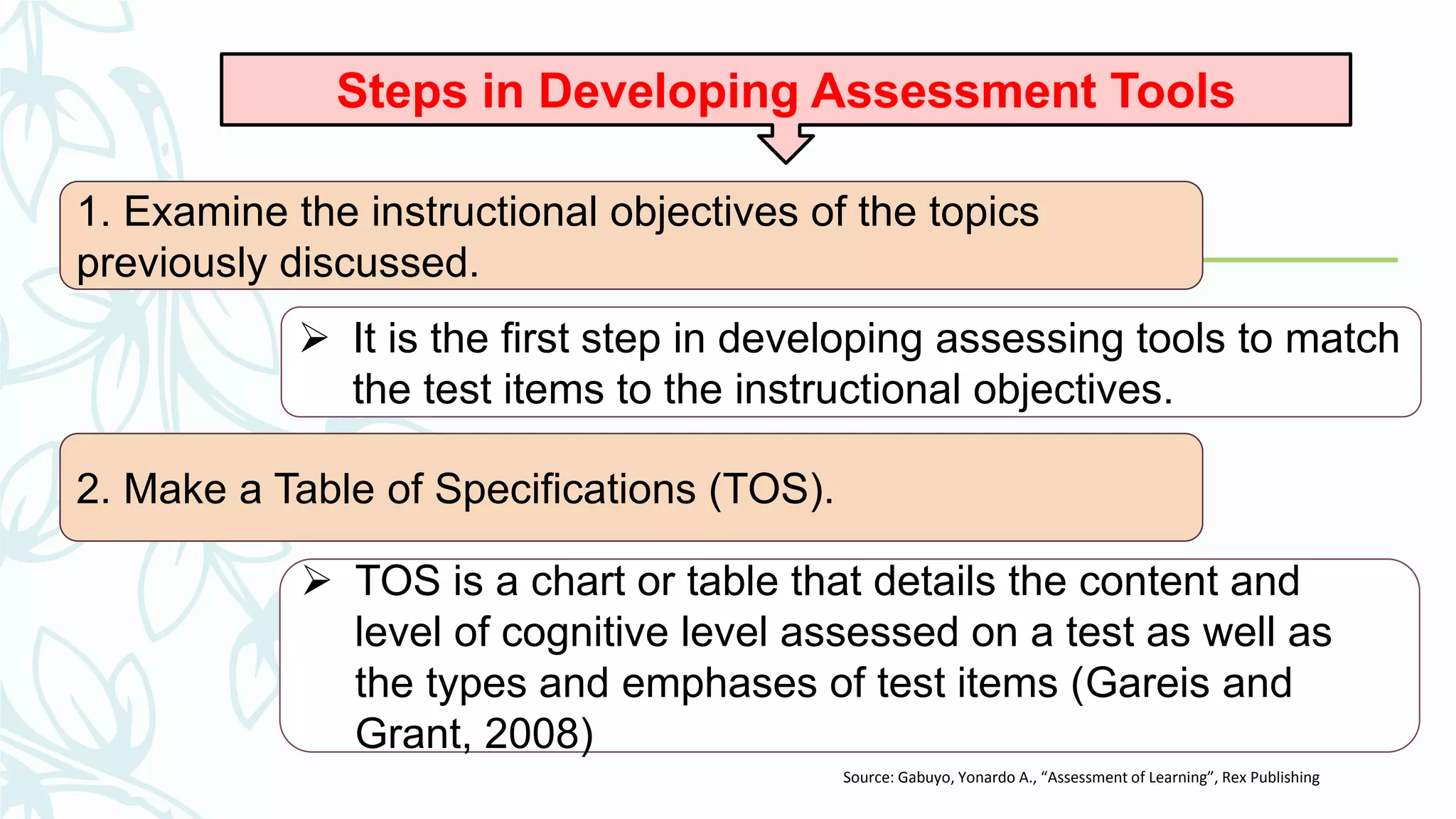 Developing Classroom-based Assessment Tools | PPTX