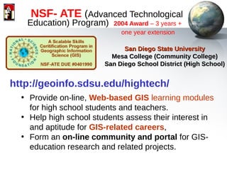 Developing web based gis career awareness modules for high school students | PPT