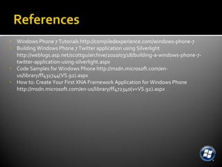 Developing windows phone 7 applications | PPT