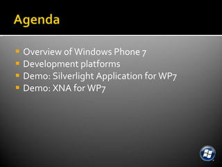 Developing windows phone 7 applications | PPT
