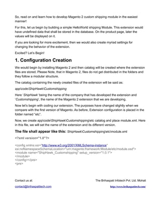 Develop magento 2 custom shipping module | PDF