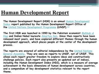 HUMAN DEVELOPMENT REPORT AND HUMAN DEVELOPMENT INDEX | PPTX