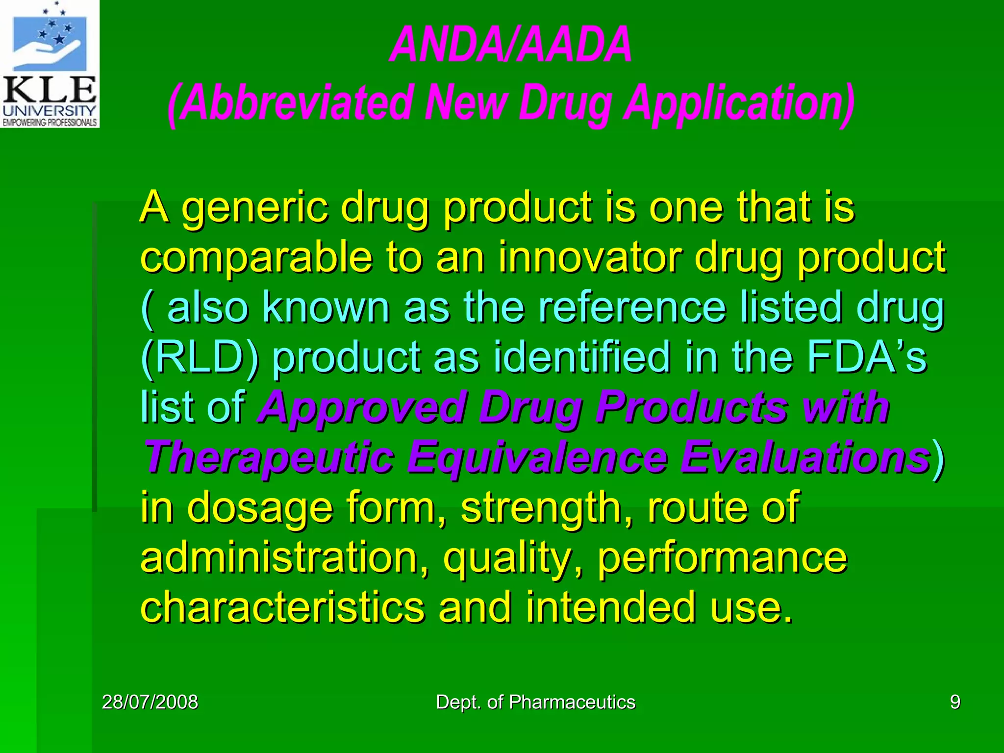 Development And Review Process Of NDA, ANDA/AADA and OTC | PPT ...