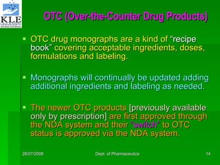 Development And Review Process Of NDA, ANDA/AADA and OTC | PPT