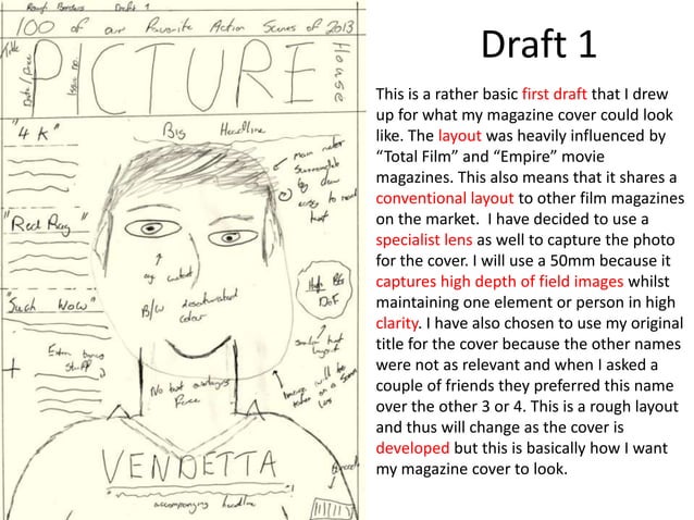 Development - magazine cover drafting -> final piece | PPT