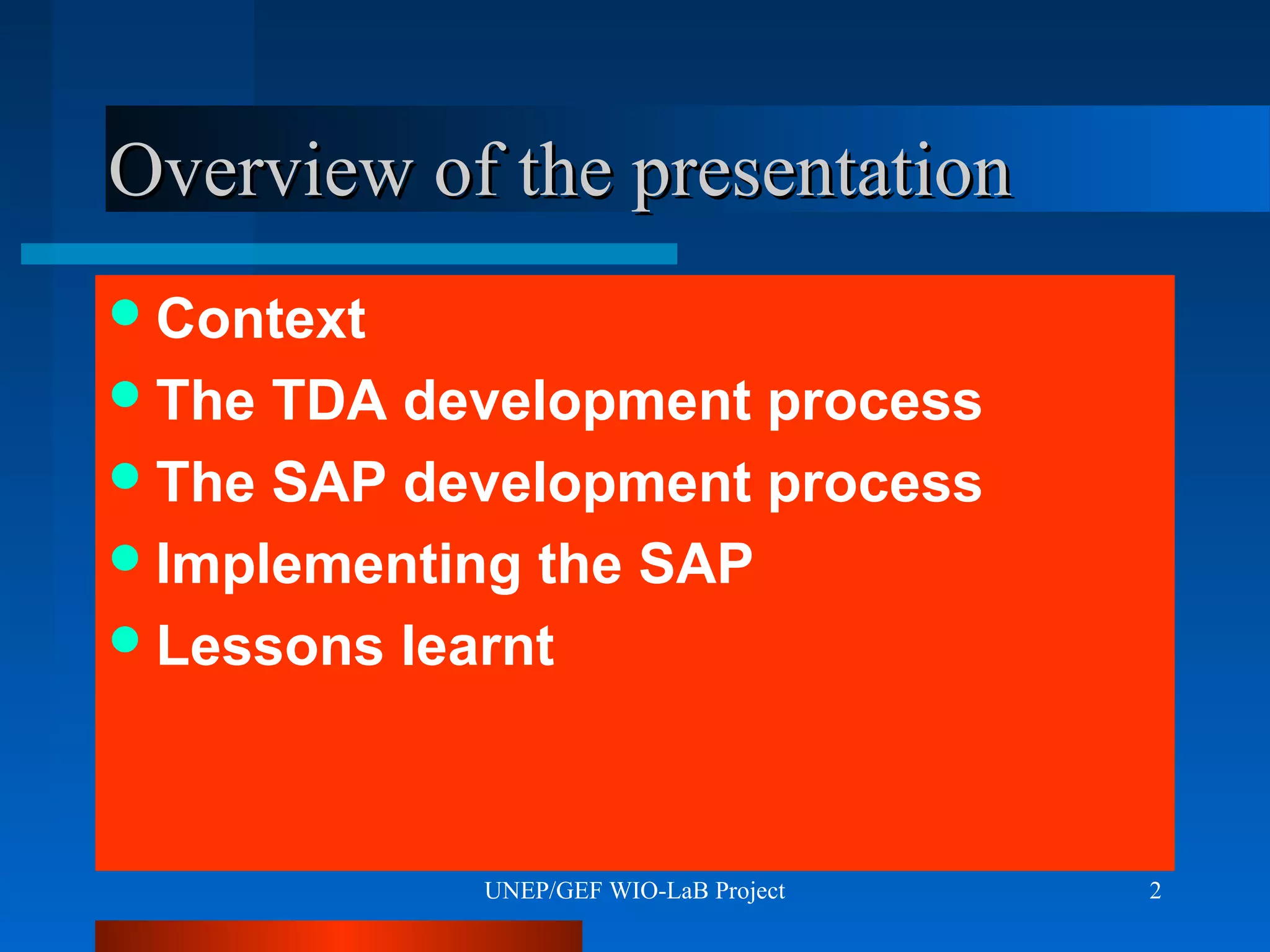 Development of a TDA and SAP for the Protection of the Western Indian ...