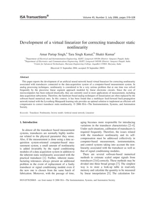 Development of a virtual linearizer for correcting transducer static nonlinearity | PDF