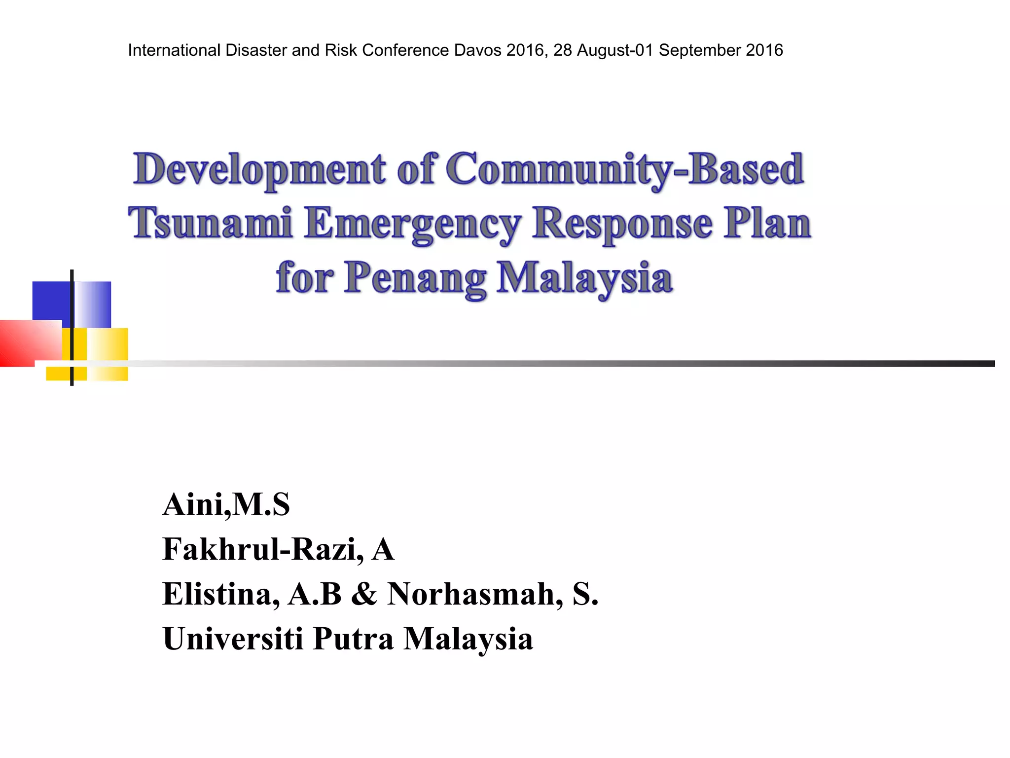 Development of Comunity-Based Tsunami Emergency Response Plan for ...
