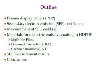 Development Of Emissive Layers For High Definition Plasma Displays | PPT