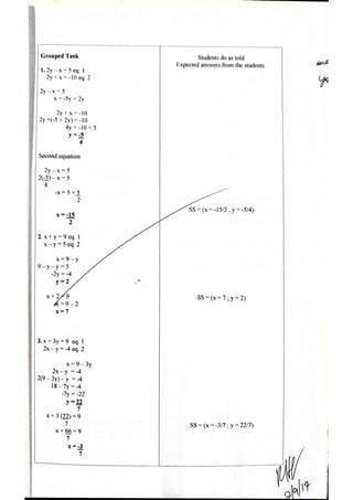 Developmental Method of Lesson Plan on Solving systems of linear ...