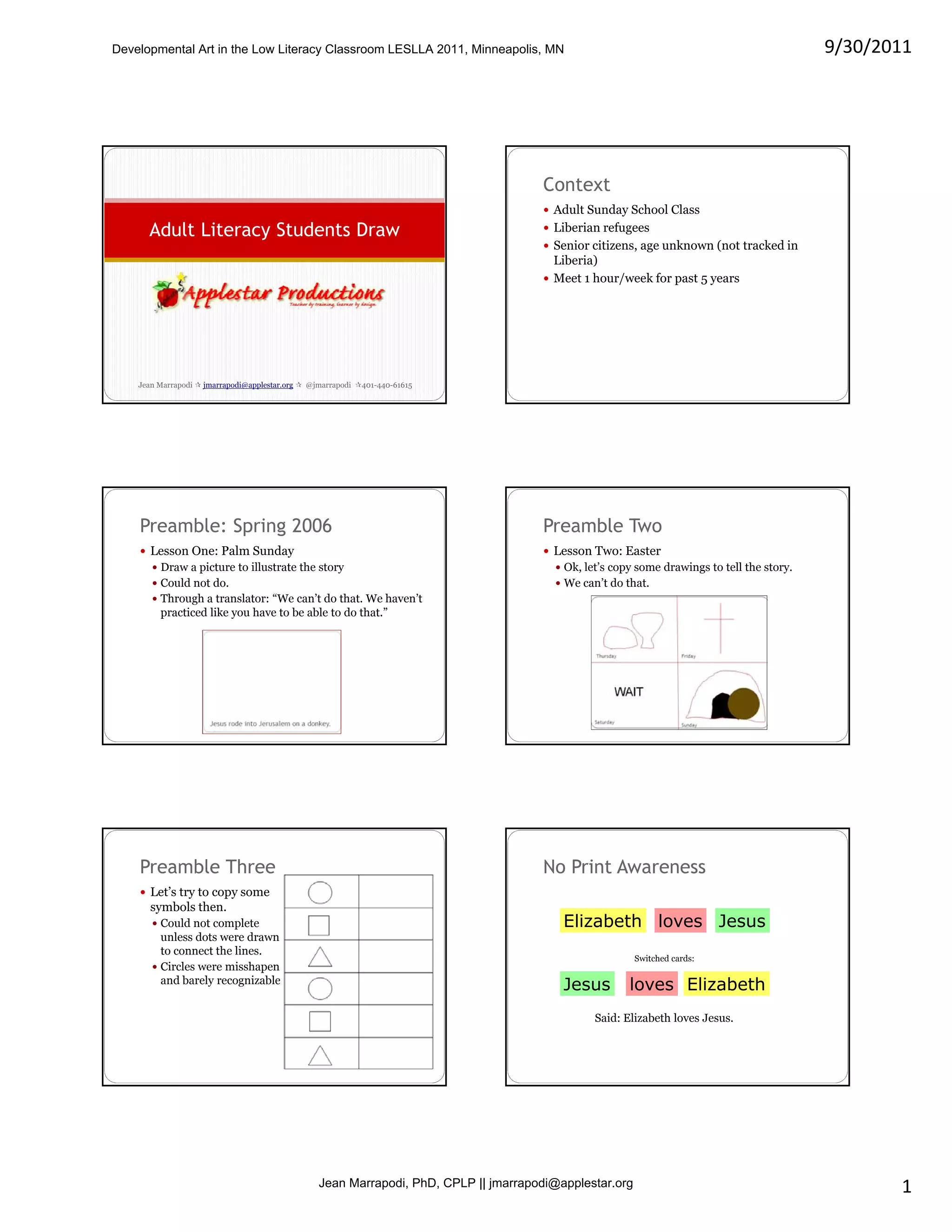 Developmental art in the low literacy classroom handout | PDF