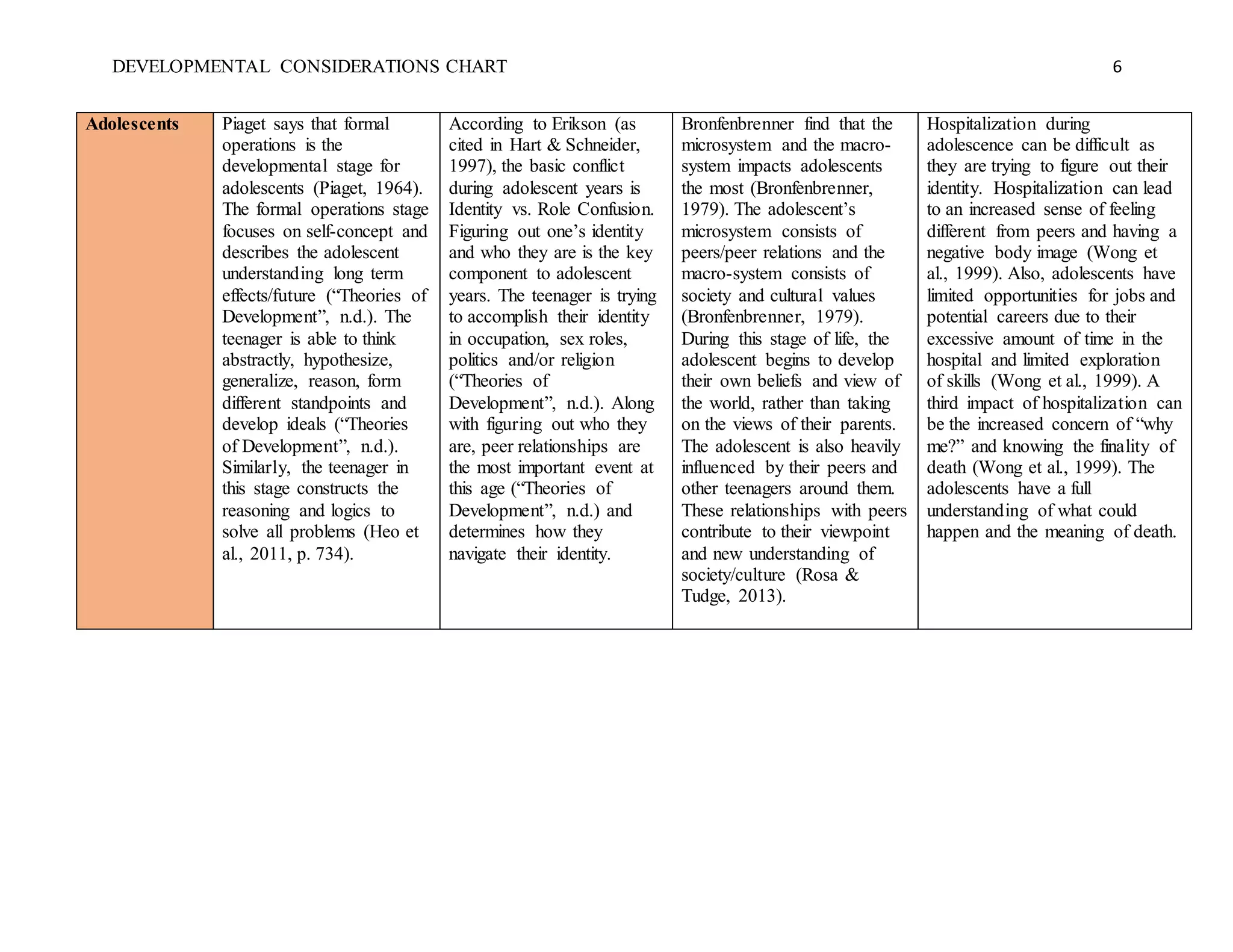 Developmental Considerations Chart | DOCX