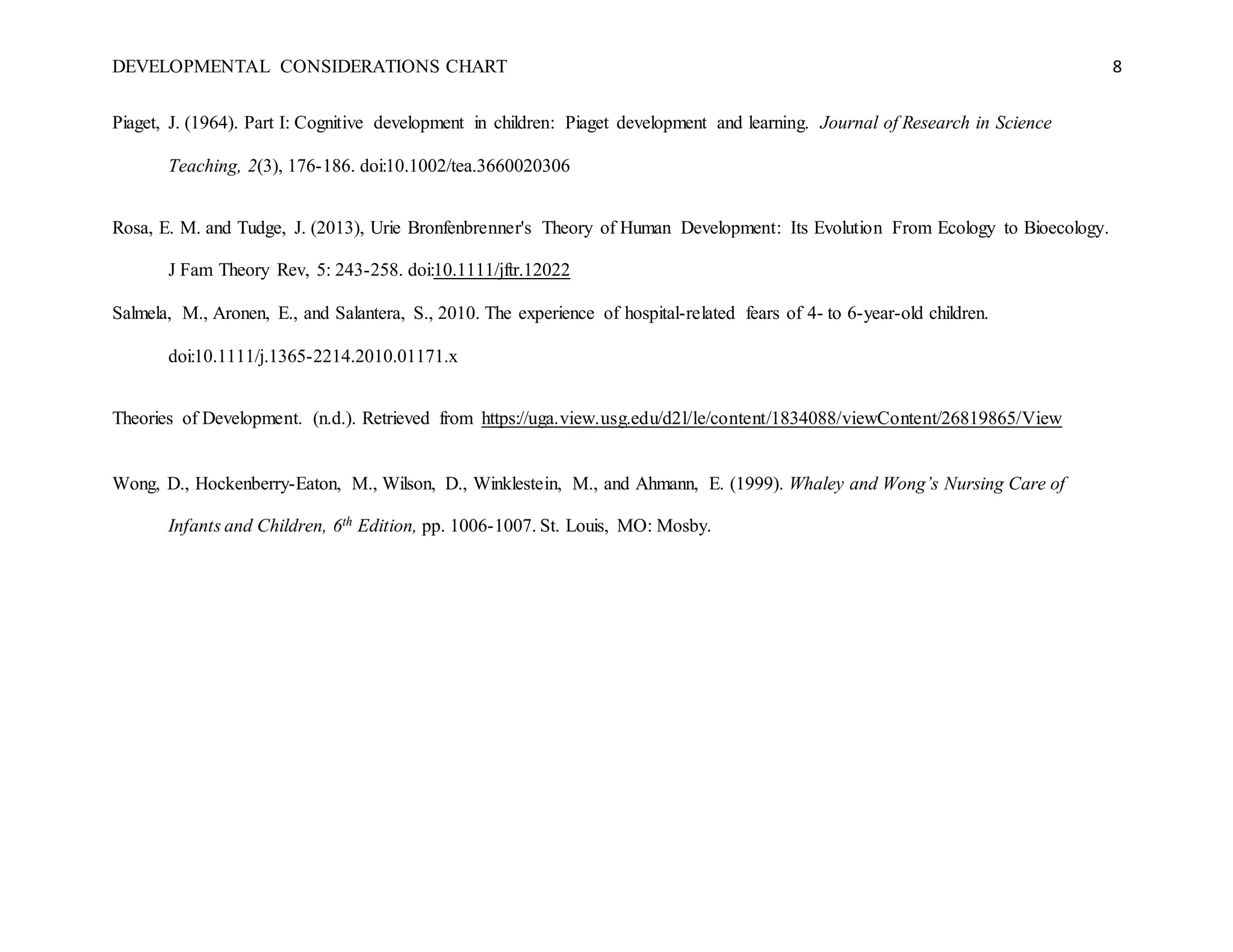 Developmental Considerations Chart | DOCX