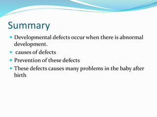 Developmental defects | PPTX