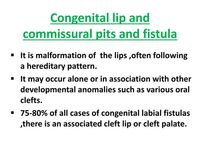 Developmental disturbances of LIP,PALATE and ORAL MUCOSA | PPTX | Ear ...