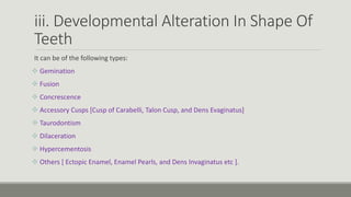 Developmental disturbances of teeth and bone | PPTX