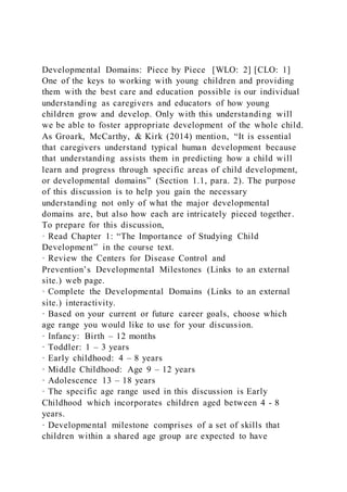 Developmental Domains Piece by Piece [WLO 2] [CLO 1]One of t | DOCX