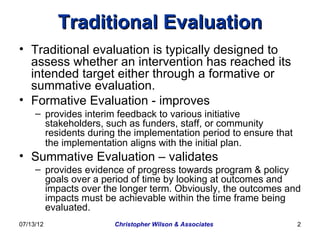 Developmental evaluation learning as you go | PPT