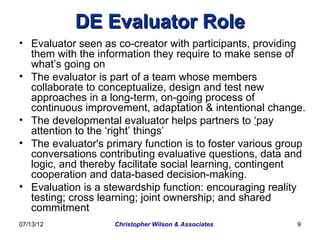 Developmental evaluation learning as you go | PPT