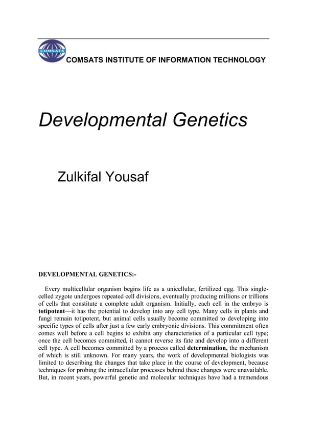 Developmental genetics | DOCX