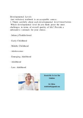 Developmental Levels (not websites) textbook is an acceptable so | DOCX