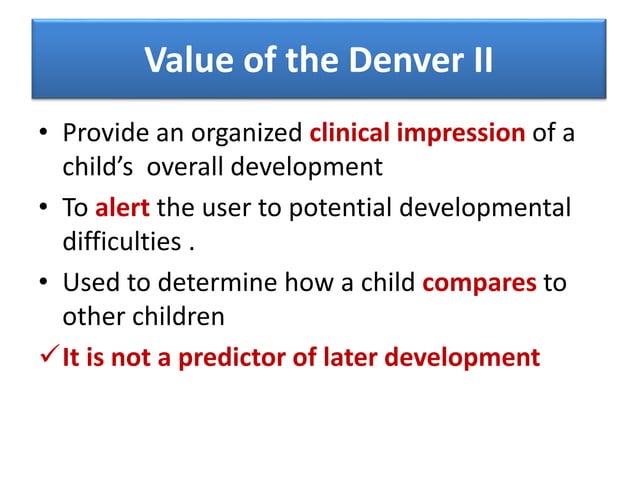 Developmental Screening test (Denver II - Overview) | PPTX | Parenting ...