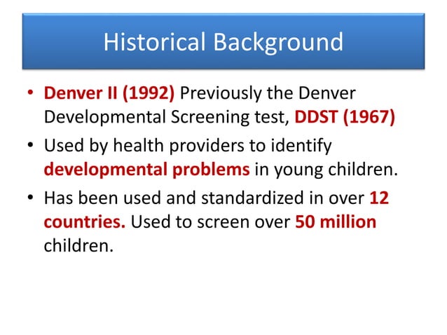 Developmental Screening test (Denver II - Overview) | PPTX | Parenting ...