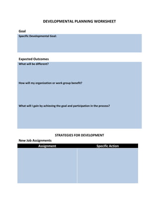 Developmental planning worksheet | PDF