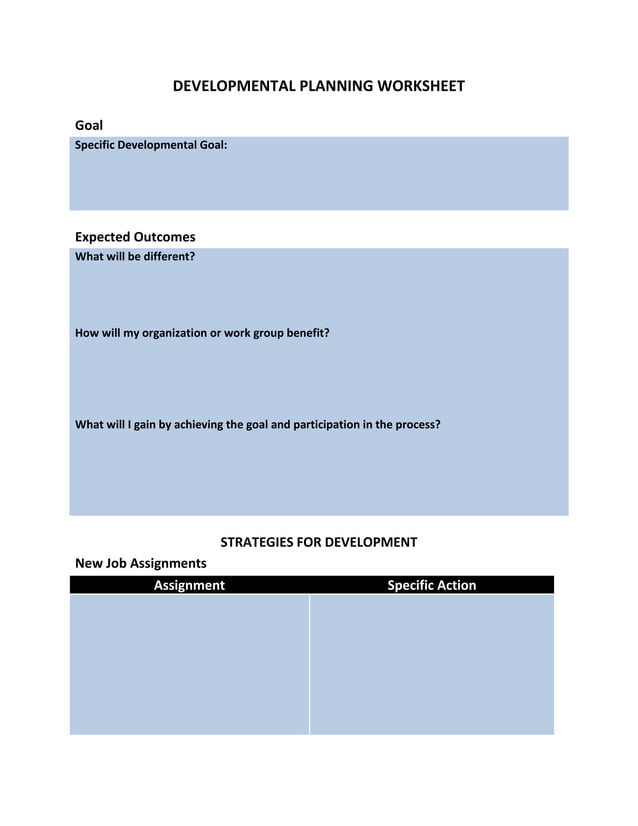 Developmental planning worksheet | PDF | Career Planning | Careers