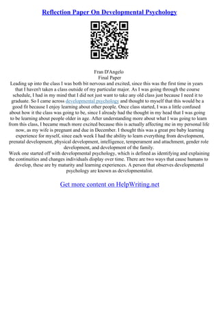 Developmental Psychology Essay | PDF