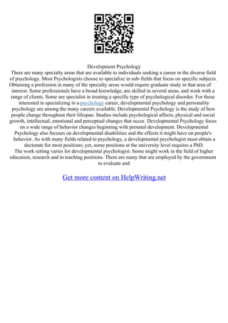 Developmental Psychology Essay | PDF