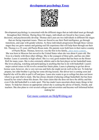 Developmental Psychology Essay | PDF