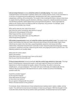 Developmental reading | DOCX | Educational Assessment | Education