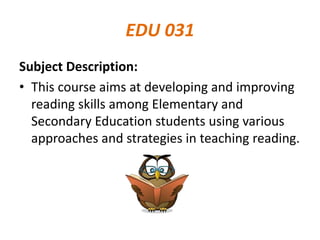 Developmental reading 1 | PPTX