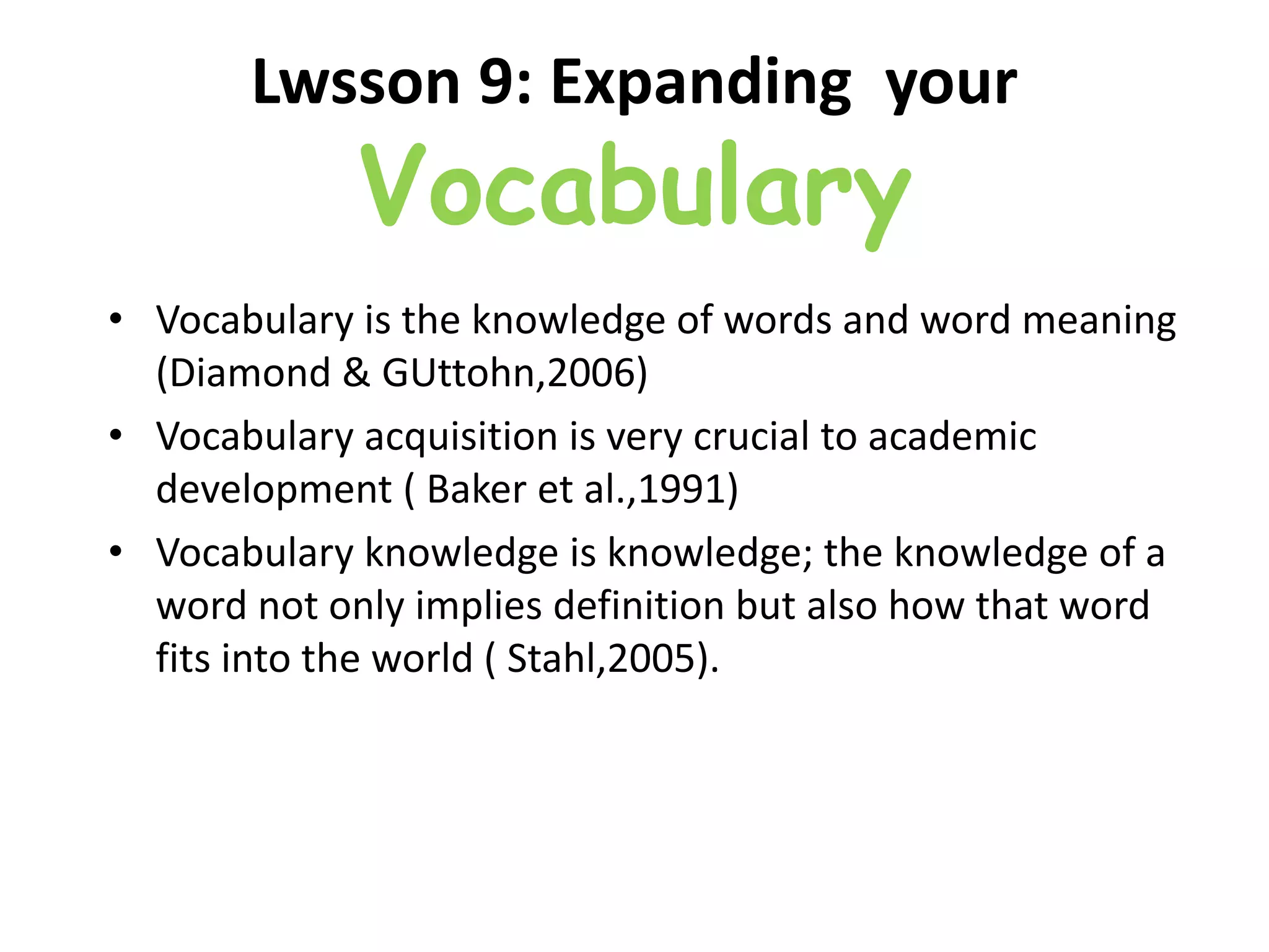 Expanding Vocabulary | PPTX