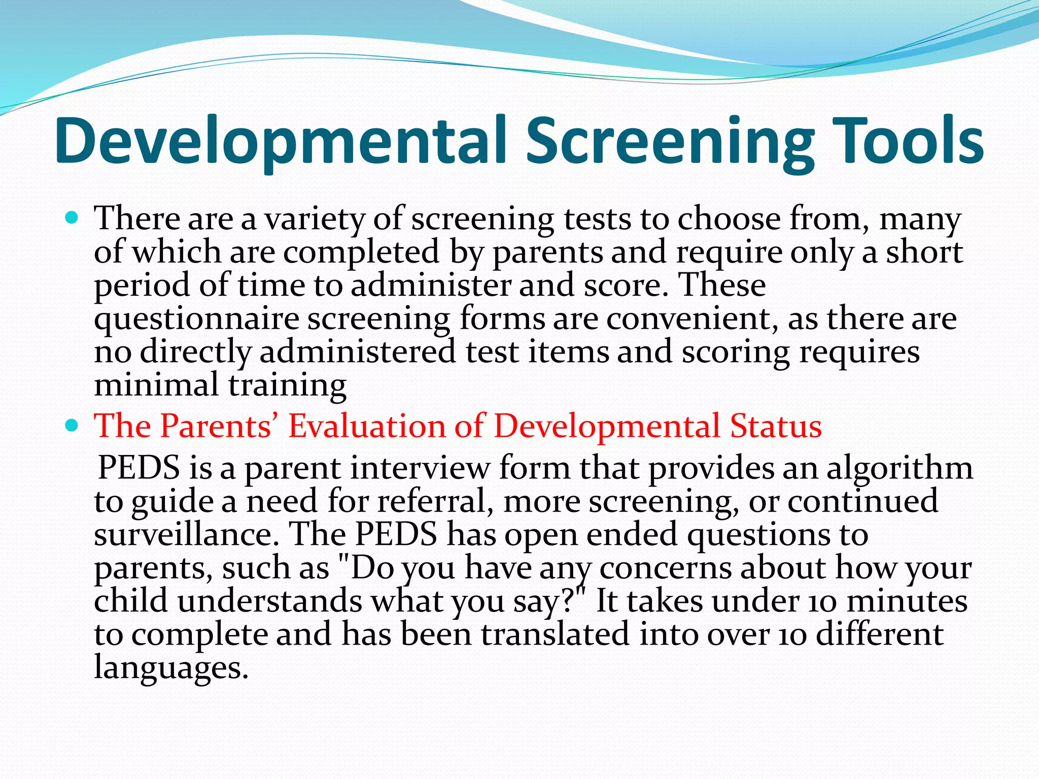 Developmental screening in children | PPTX