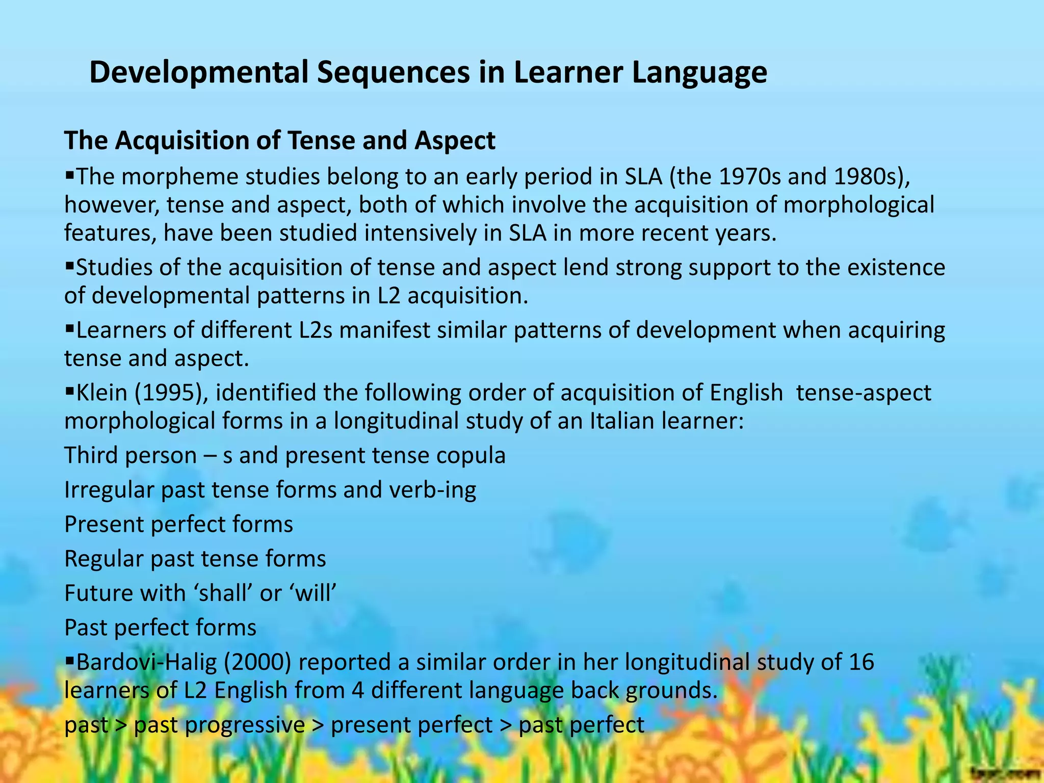 Developmental sequences in learner language | PPTX
