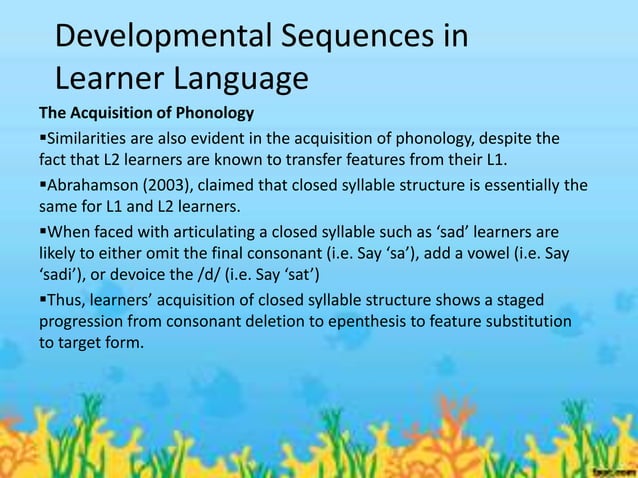 Developmental sequences in learner language | PPTX | Education