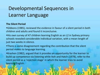 Developmental sequences in learner language | PPTX