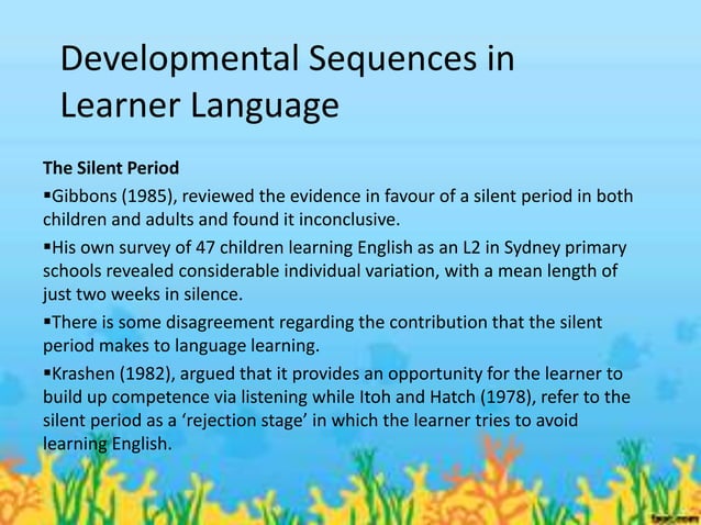 Developmental sequences in learner language | PPTX | Education