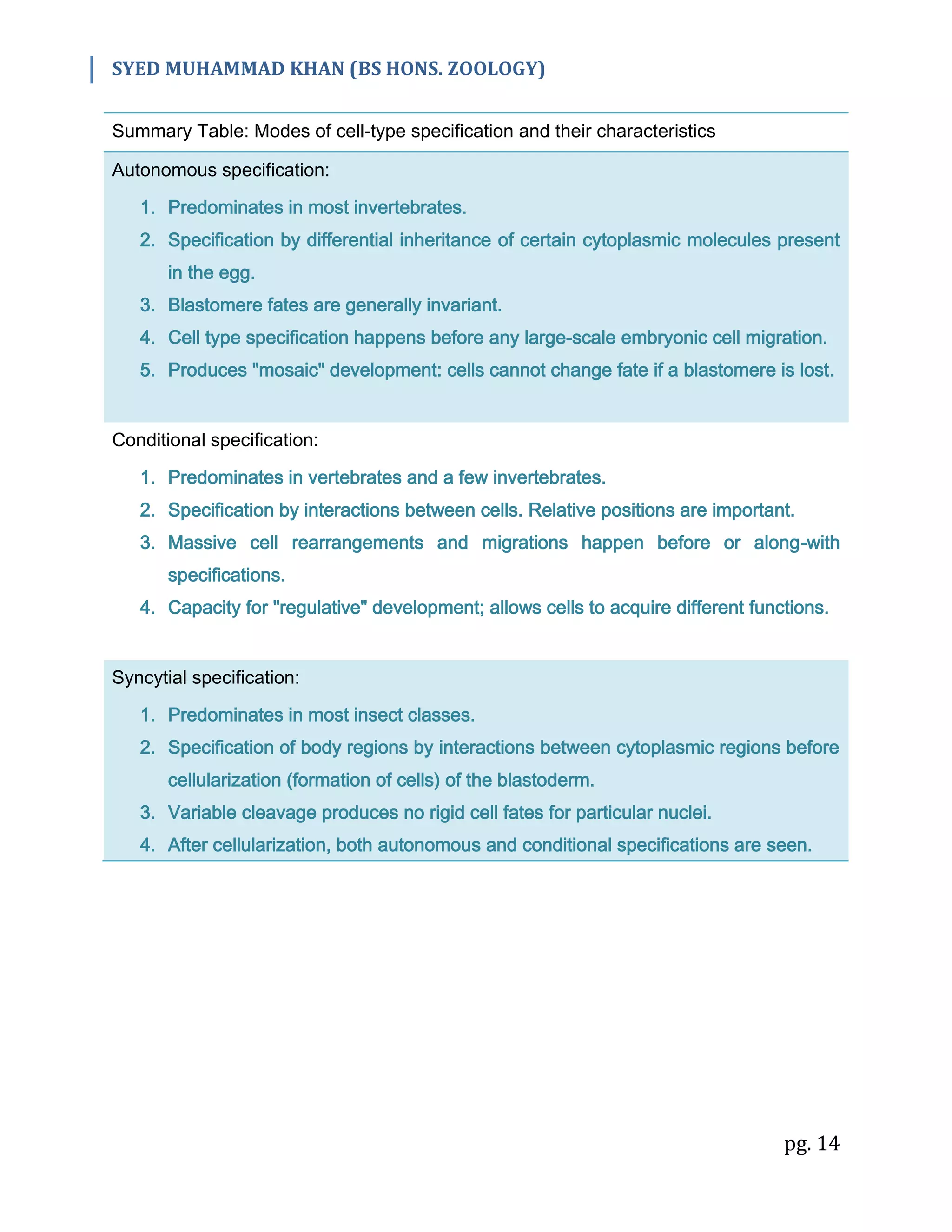 Developmental Specification & Differentiation | PDF