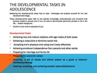 Developmental Stages and Tasks in Middle and Late Adolescence | PPTX