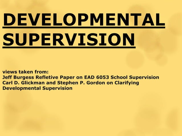 Developmental supervision | PPT