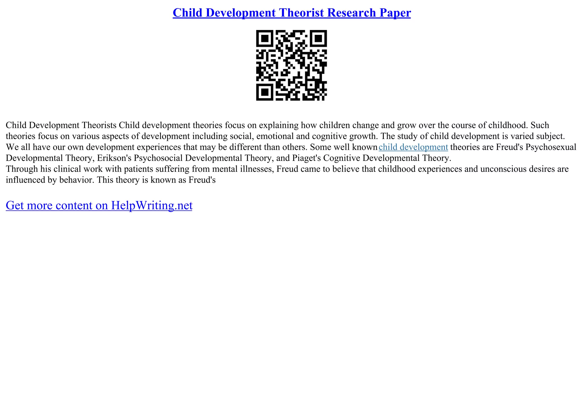 Developmental Theories Of Child Development | PDF