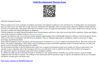 Developmental Theories Of Child Development | PDF