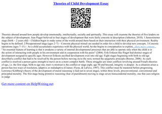 Developmental Theories Of Child Development | PDF