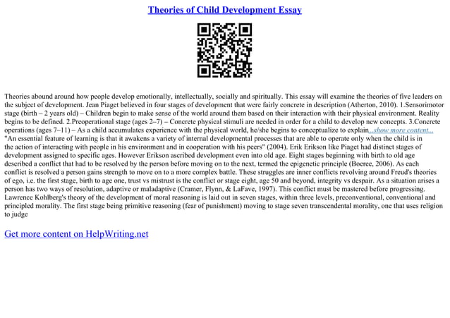 Developmental Theories Of Child Development | PDF | Daycare and Pre ...